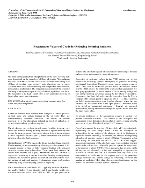 (PDF) Recuperation vapors of crude for reducing polluting emissions ...
