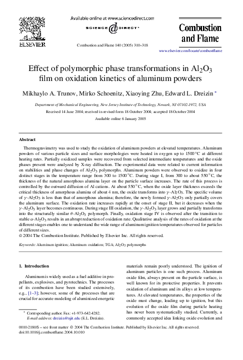 (PDF) Effect of polymorphic phase transformations in Al2O3 film on oxidation kinetics of ...