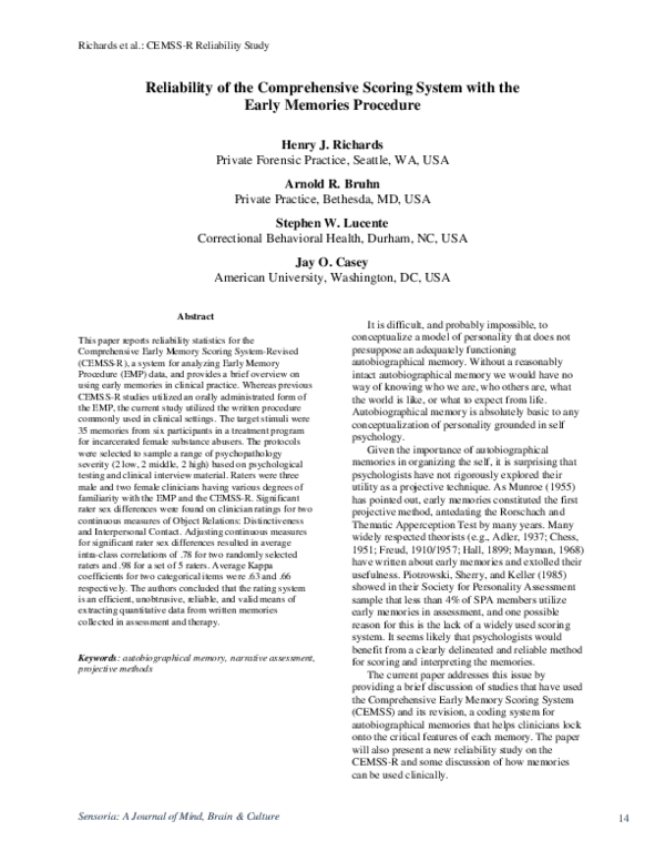 (PDF) Reliability of the Comprehensive Scoring System with the Early ...