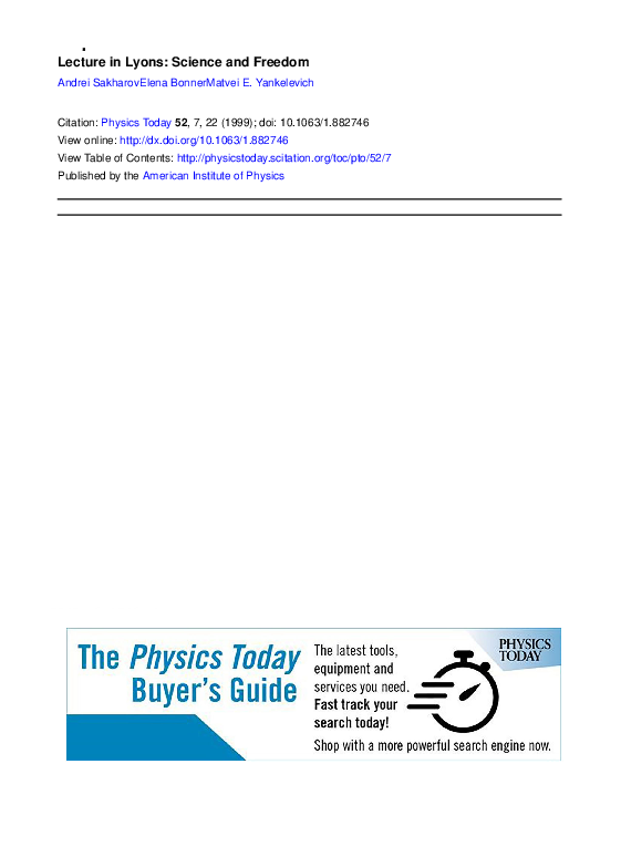 (PDF) Lecture in Lyons: Science and Freedom | Matvei Yankelevich ...