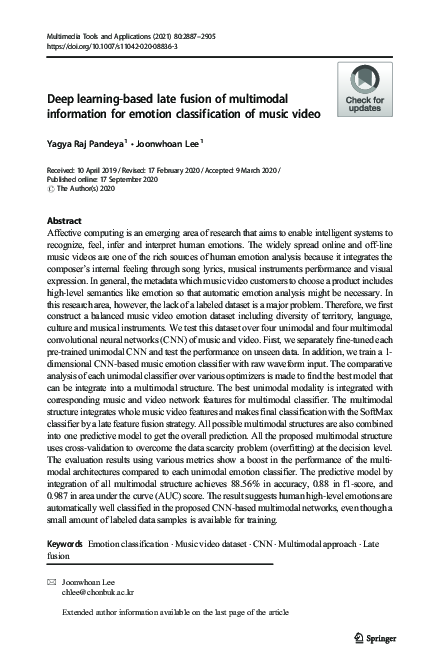 (PDF) Deep learning-based late fusion of multimodal information for emotion classification of ...