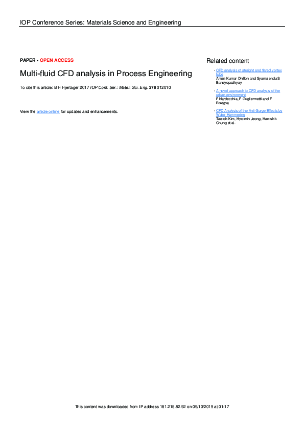 (PDF) Multi-fluid CFD analysis in Process Engineering