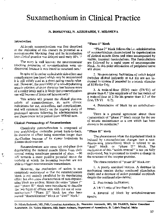 (PDF) Suxamethonium in clinical practice | Nikola Boskovski - Academia.edu