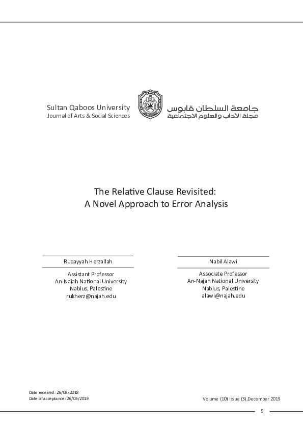 (PDF) The Relative Clause Revisited: A Novel Approach to Error Analysis