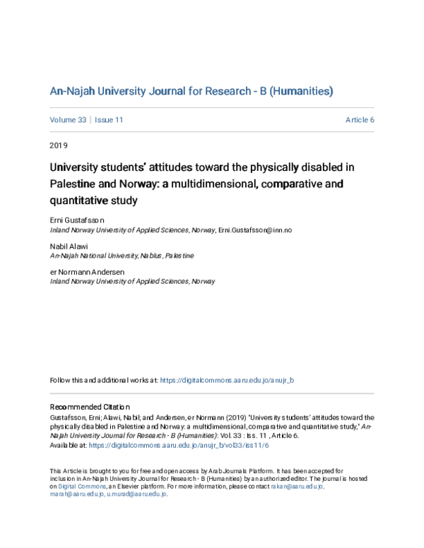 (PDF) University students’ attitudes toward the physically disabled in ...