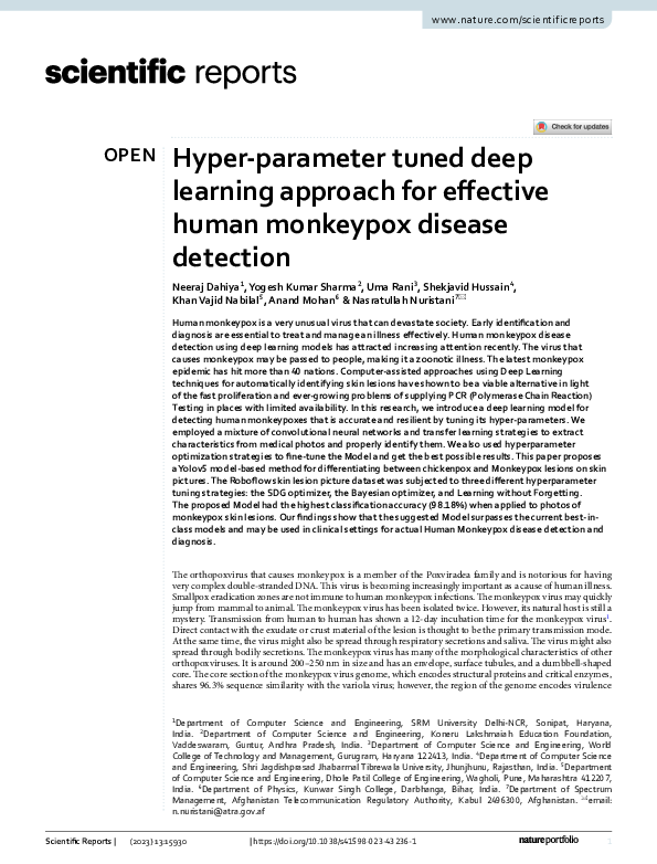 (PDF) Hyper-parameter tuned deep learning approach for effective human monkeypox disease detection