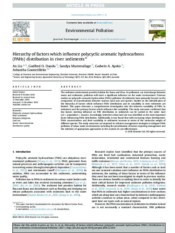 (PDF) Hierarchy of factors which influence polycyclic aromatic hydrocarbons (PAHs) distribution ...