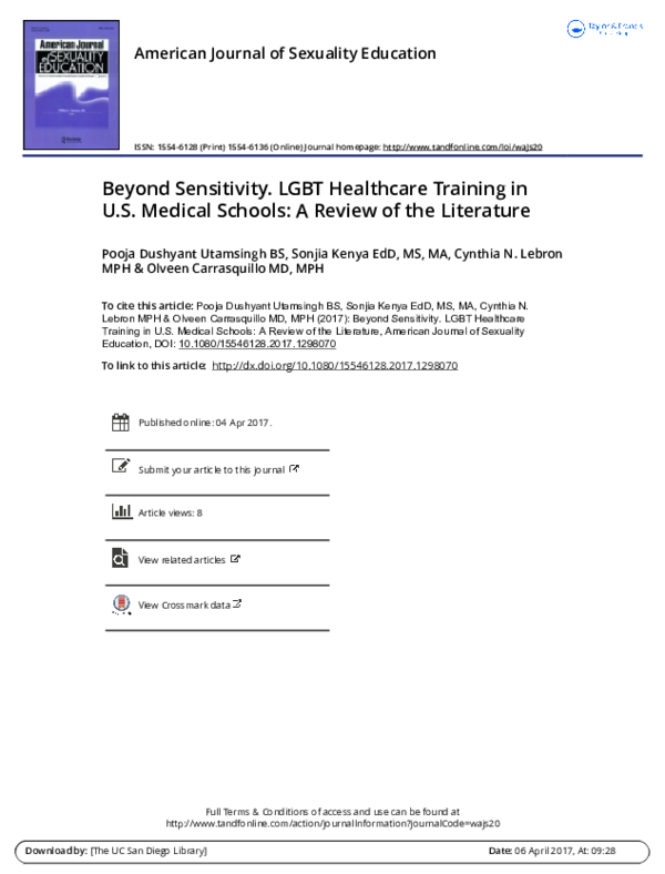 (PDF) Beyond Sensitivity. LGBT Healthcare Training in U.S. Medical ...