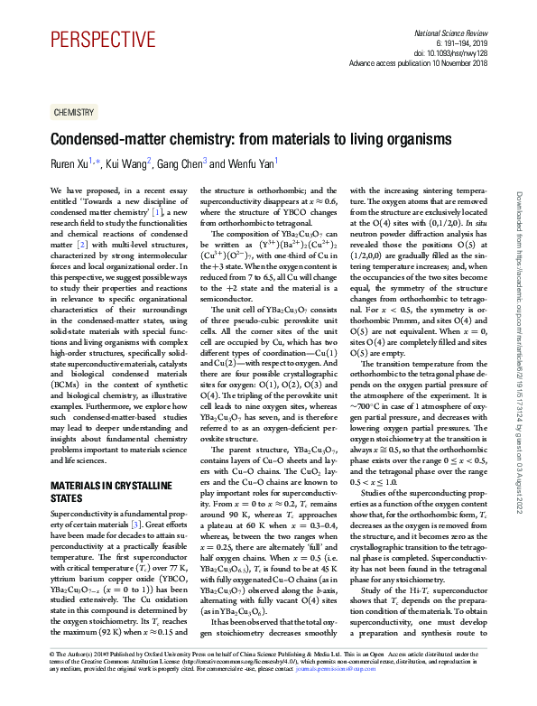 (PDF) Condensed-matter chemistry: from materials to living organisms