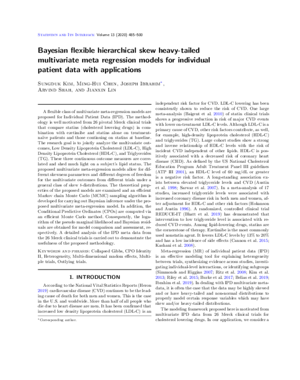 Pdf Bayesian Flexible Hierarchical Skew Heavy Tailed Multivariate Meta Regression Models For
