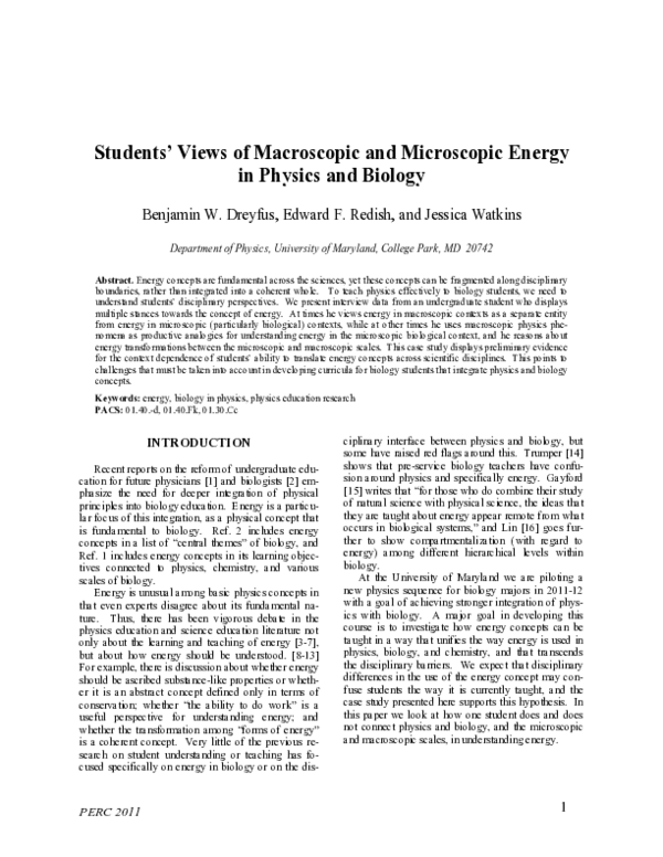 (PDF) Student views of macroscopic and microscopic energy in physics ...