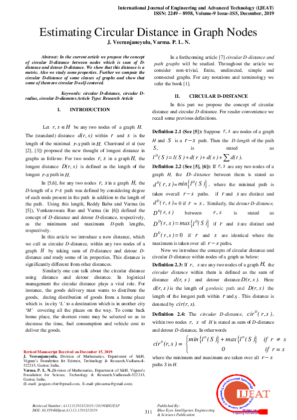 (PDF) Estimating Circular Distance in Graph Nodes