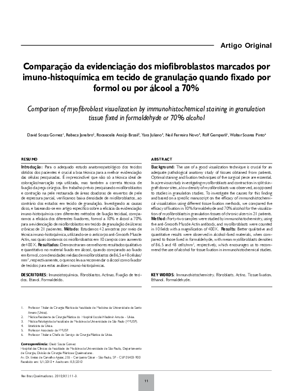 (PDF) Comparação da evidenciação dos miofibroblastos marcados por imuno ...