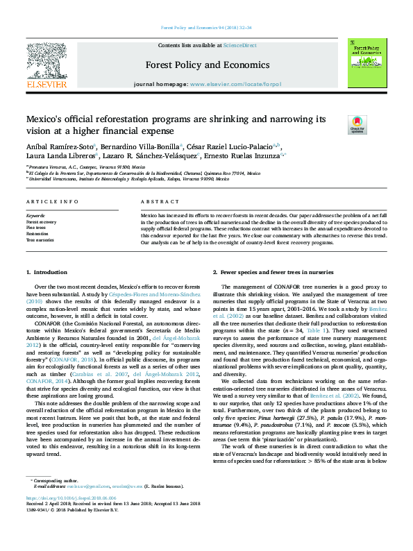 (PDF) Mexico's official reforestation programs are shrinking and ...