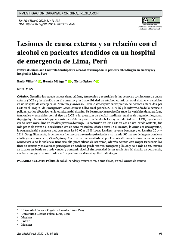 (PDF) Lesiones de causa externa y su relación con el alcohol en ...
