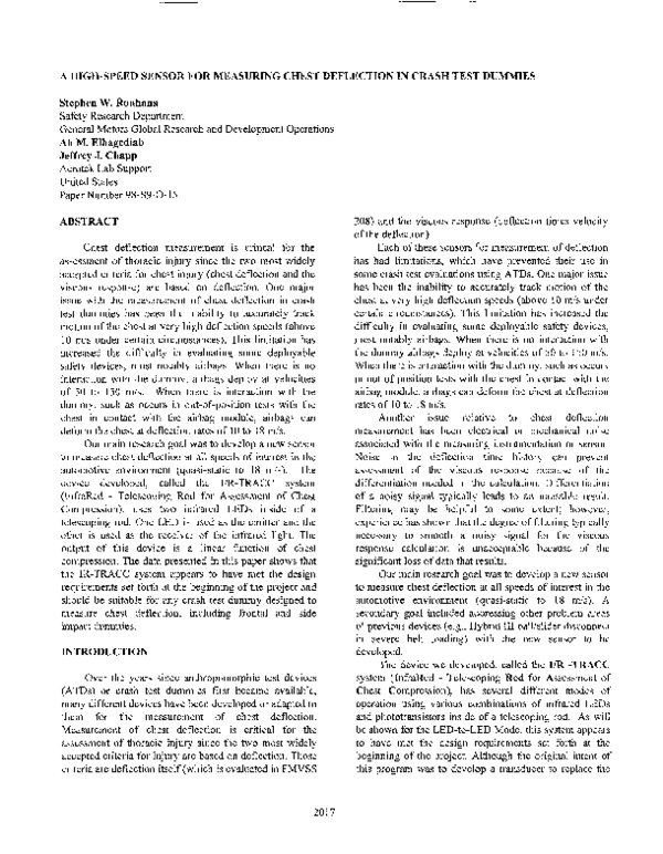 (PDF) A High-Speed Sensor for Measuring Chest Deflection in Crash Test ...