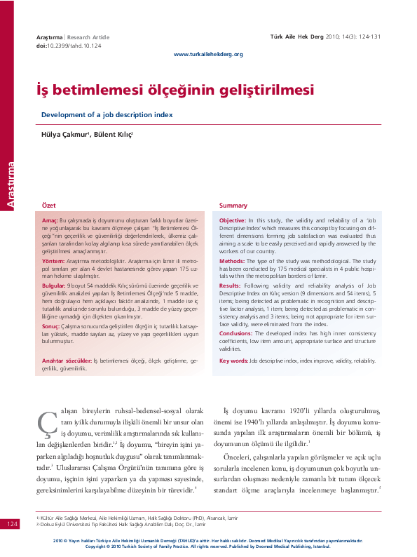 (PDF) Development of a job description index