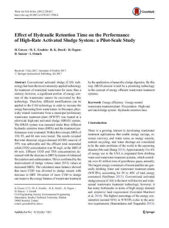 (PDF) Effect of hydraulic retention time on the performance of down ...
