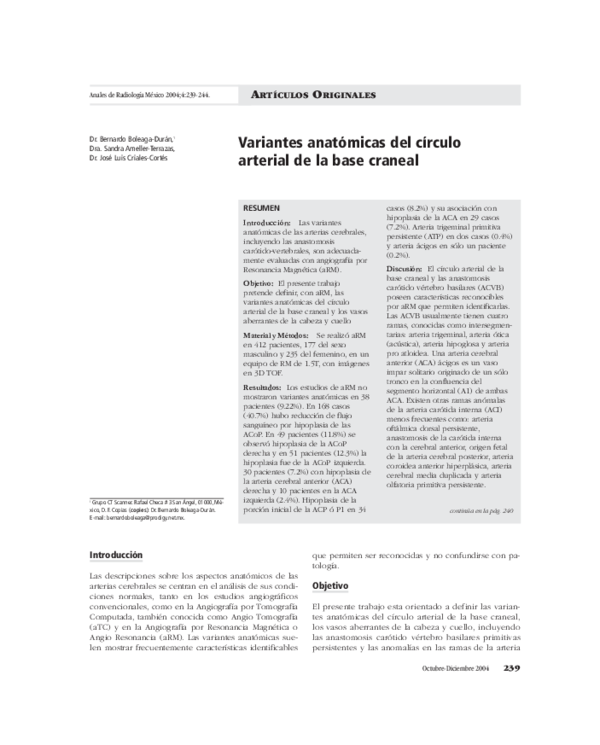 (PDF) Variantes anatómicas del círculo arterial de la base craneal ...