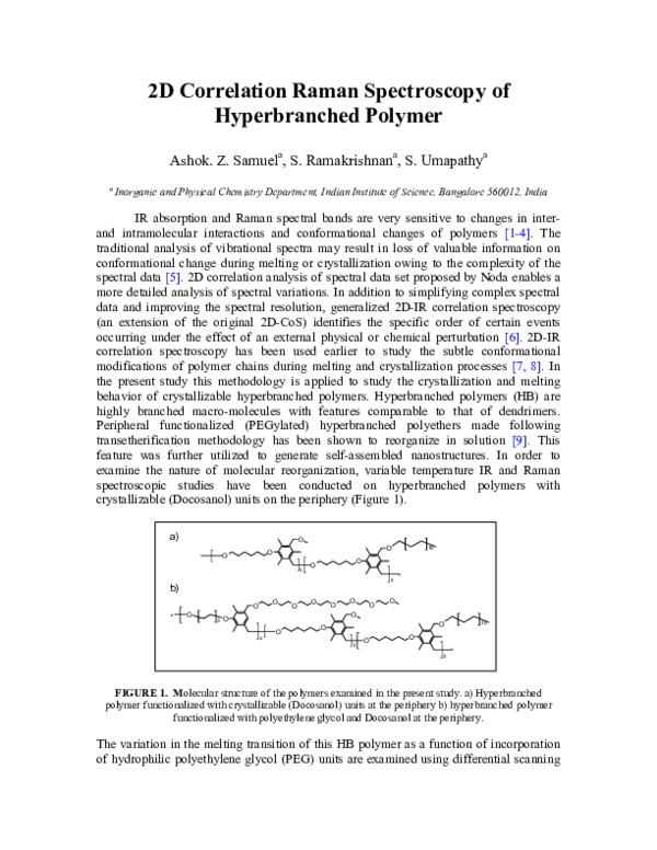 (PDF) 2D Correlation Raman Spectroscopy of Hyperbranched Polymer