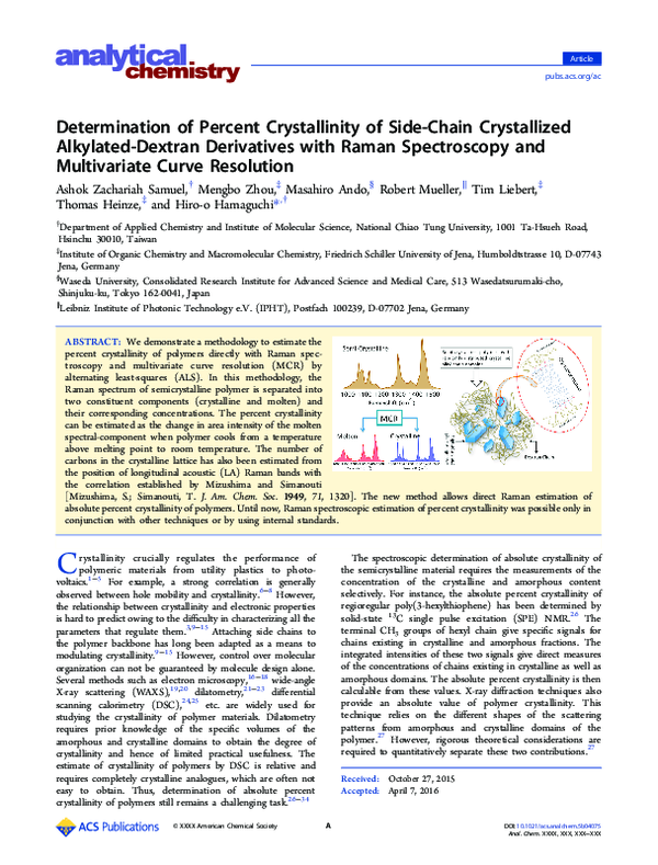 (PDF) Determination of Percent Crystallinity of Side-Chain Crystallized ...