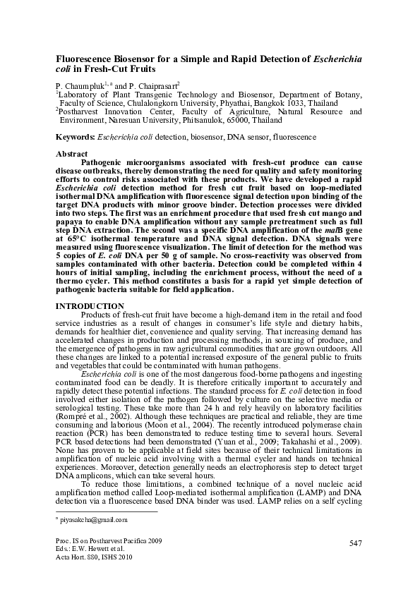 (PDF) Fluorescence Biosensor for a Simple and Rapid Detection of ...