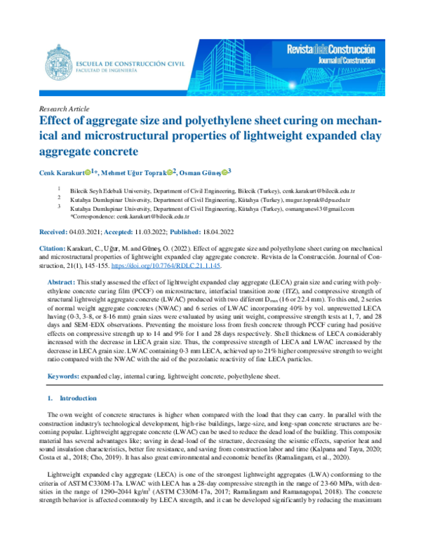 (PDF) Effect of aggregate size and polyethylene sheet curing on me ...