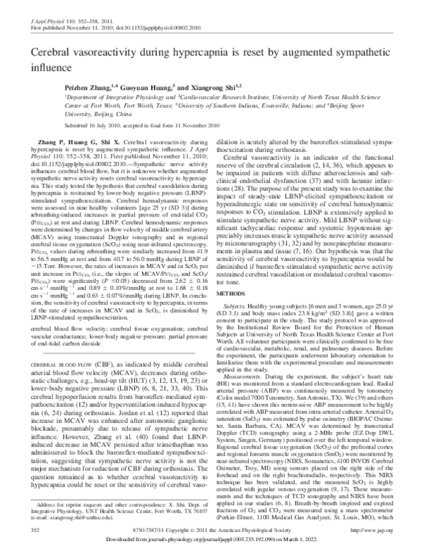 (PDF) Cerebral vasoreactivity during hypercapnia is reset by augmented ...