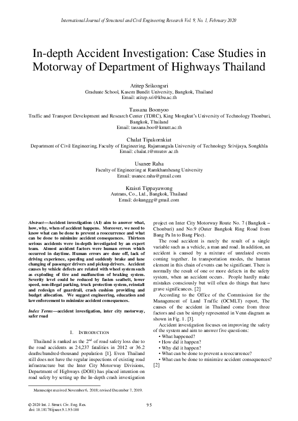 (PDF) In-depth Accident Investigation: Case Studies in Motorway of ...