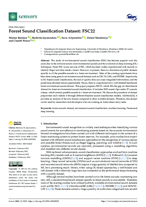(PDF) Forest Sound Classification Dataset: FSC22