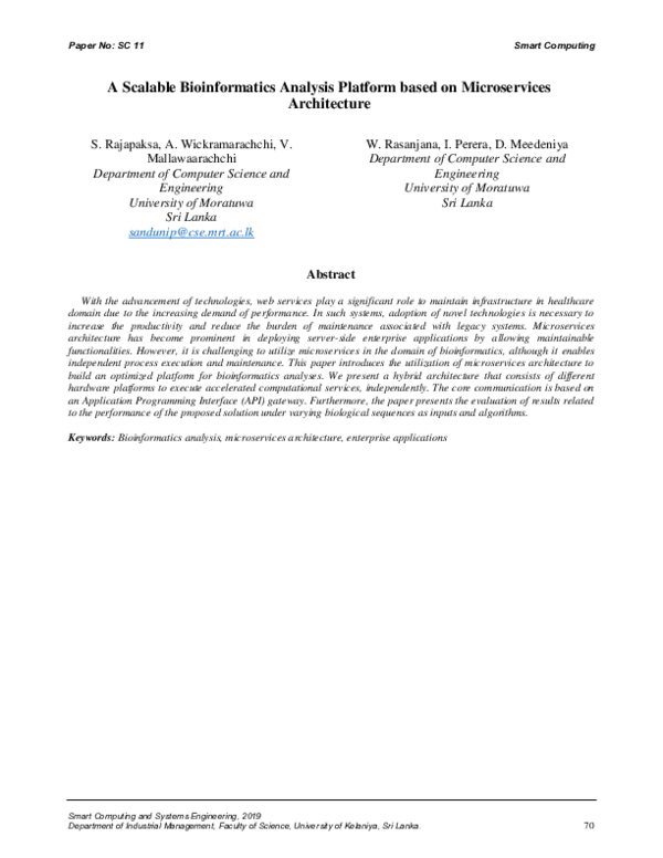 Pdf A Scalable Bioinformatics Analysis Platform Based On Microservices Architecture