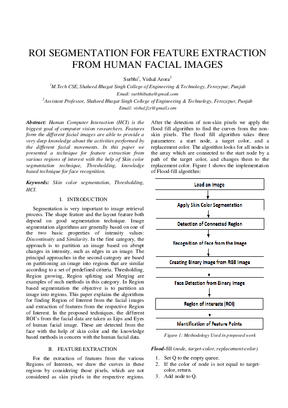 Pdf Roi Segmentation For Feature Extraction From Human Facial Images