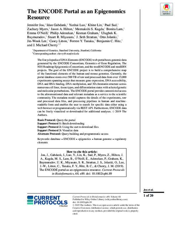 (PDF) The ENCODE Portal as an Epigenomics Resource