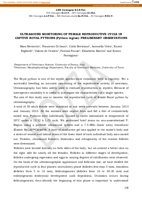 (PDF) Ultrasound Insights on Royal Python Reproduction