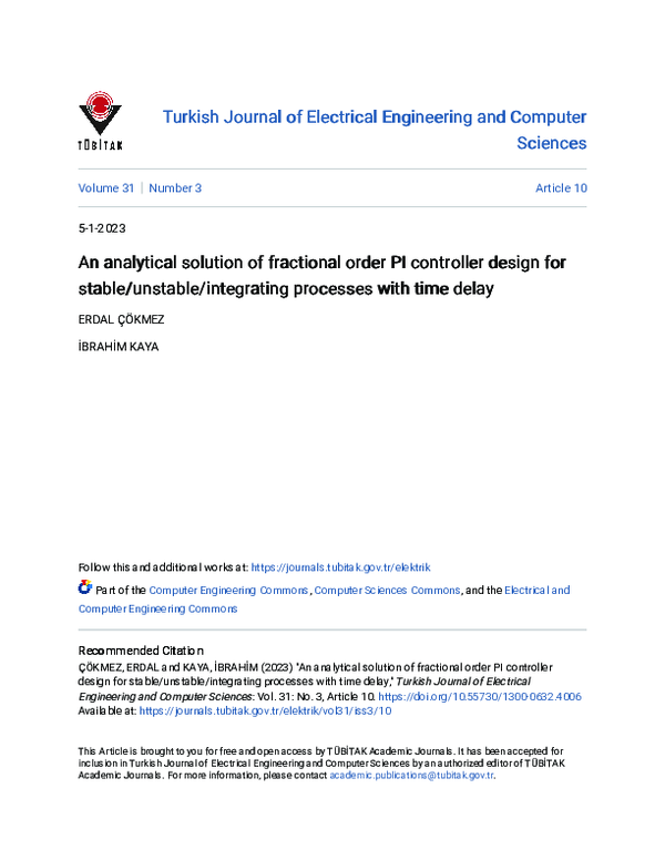 (PDF) An analytical solution of fractional order PI controller design ...