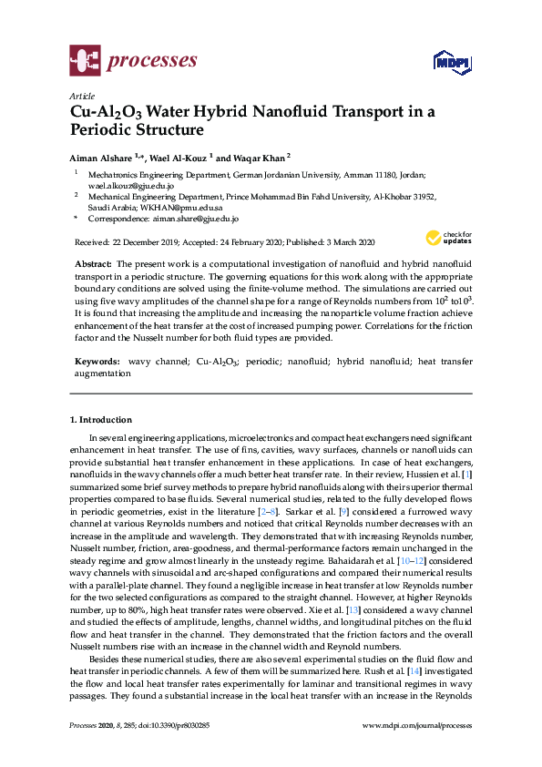 (PDF) Cu-Al2O3 Water Hybrid Nanofluid Transport in a Periodic Structure