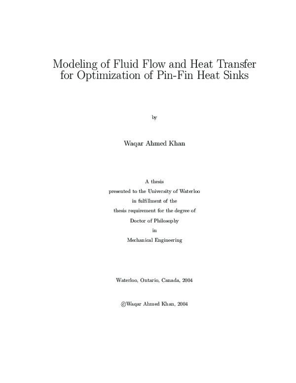 (PDF) Modeling of Fluid Flow and Heat Transfer for Optimization of Pin-Fin Heat Sinks