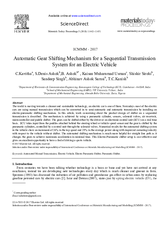 (PDF) Automatic Gear Shifting Mechanism for a Sequential Transmission ...