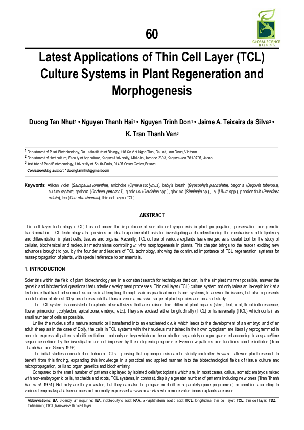 (PDF) Latest Applications of Thin Cell Layer (TCL) Culture Systems in ...