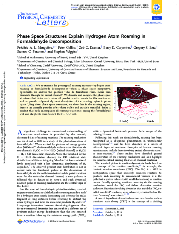 (PDF) Phase Space Structures Explain Hydrogen Atom Roaming in ...