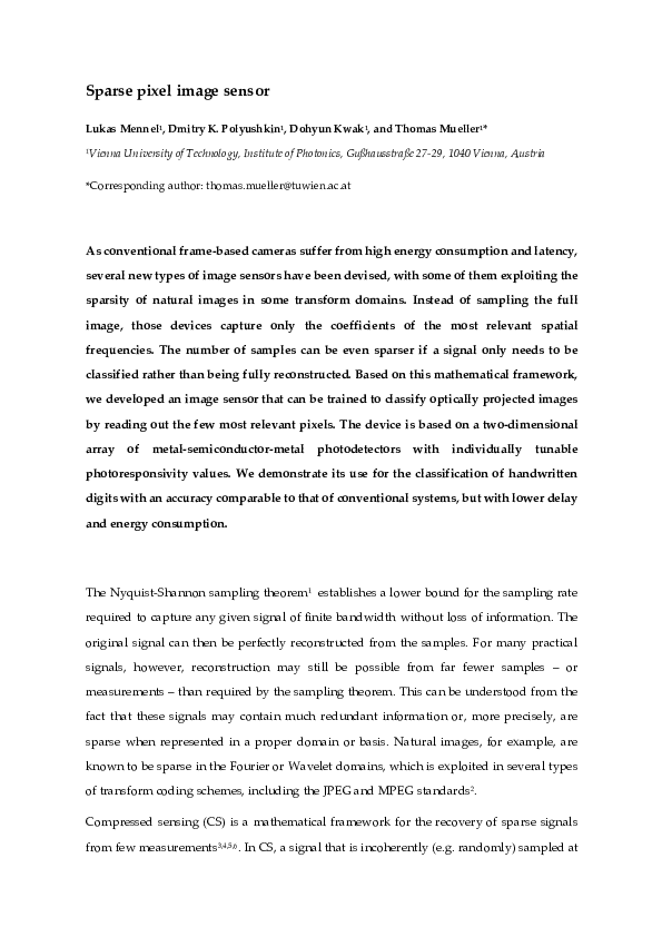 (PDF) Sparse pixel image sensor