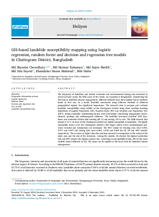 Pdf Gis Based Landslide Susceptibility Mapping Using Logistic