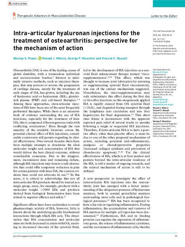 (PDF) Intra-articular hyaluronan injections for the treatment of ...