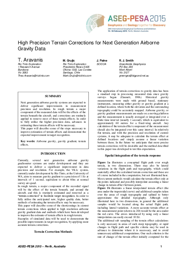 (PDF) High Precision Terrain Corrections for Next Generation Airborne Gravity Data