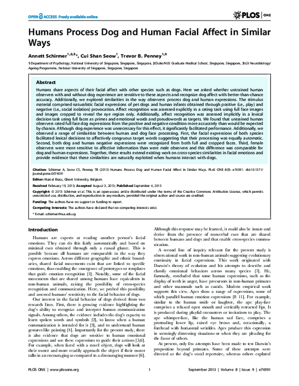 (PDF) Humans Process Dog and Human Facial Affect in Similar Ways