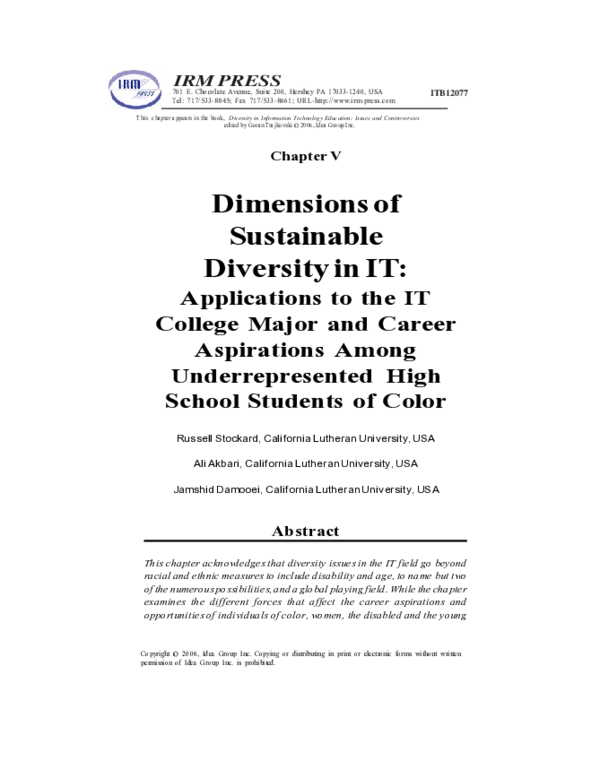 (PDF) Dimensions of Sustainable Diversity in IT
