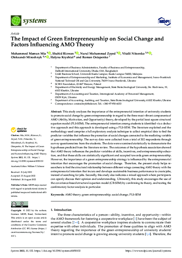 (PDF) The Impact of Green Entrepreneurship on Social Change and Factors ...