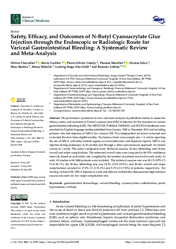 (PDF) Safety, Efficacy, and Outcomes of N-Butyl Cyanoacrylate Glue Injection through the ...