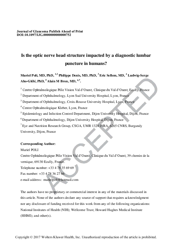 (PDF) Is the Optic Nerve Head Structure Impacted by a Diagnostic Lumbar ...
