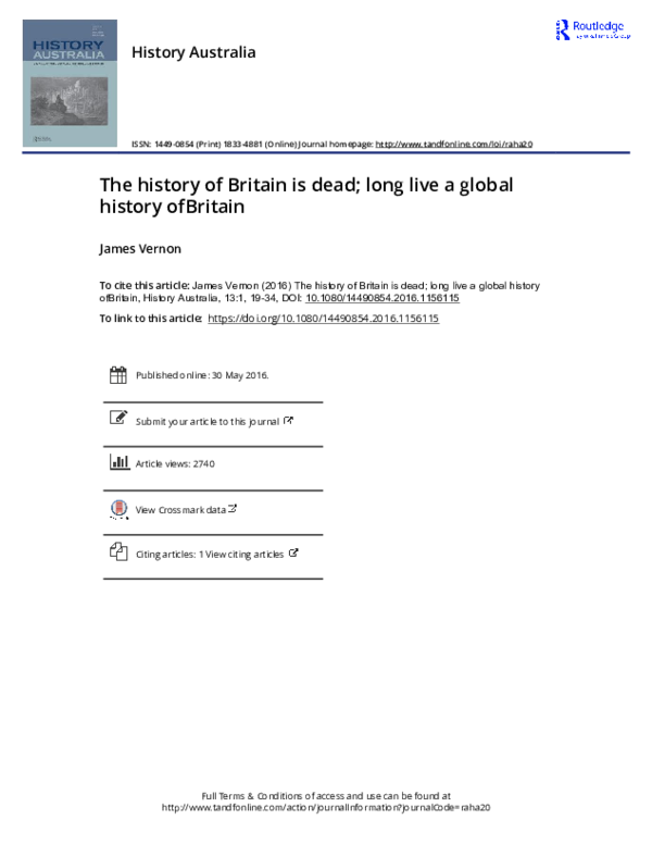 (PDF) The history of Britain is dead; long live a global history ofBritain